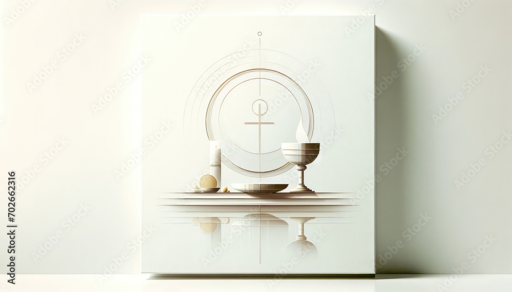 Eucharistic symbols. Lord's supper symbols and cross on the white ...