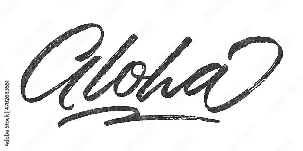 Word Aloha written in brush script font with marker ink effect isolated ...