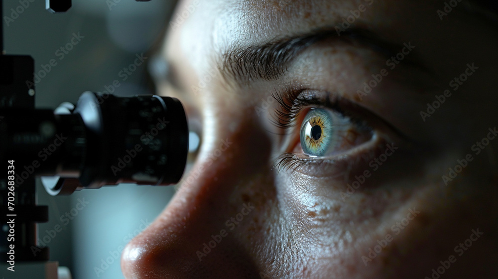 Advanced Keratometry Examination: A patient undergoing an advanced ...