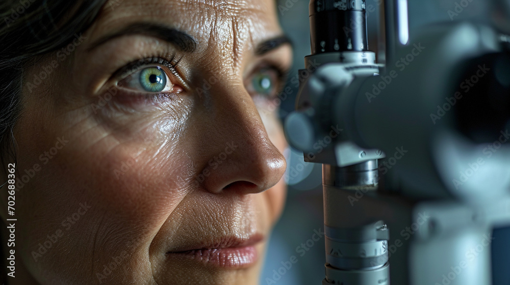 Advanced Keratometry Examination: A patient undergoing an advanced ...