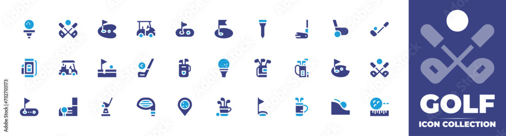 Golf icon collection. Duotone color. Vector and transparent ...