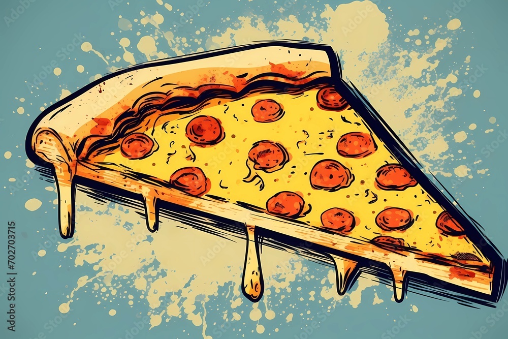 pizza drawing, Italian cuisine, drawing for pizzeria, illustration for ...