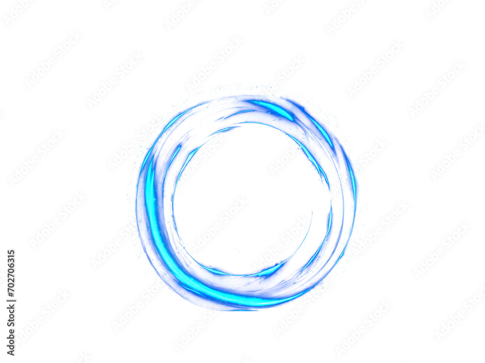Blue glitter circle of light shine sparkles and blue spark particles in ...