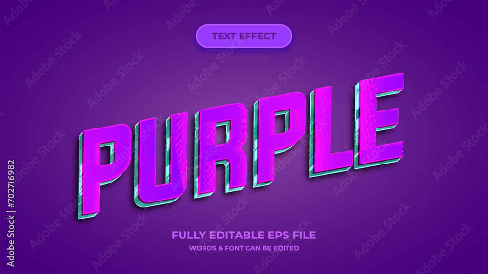 Purple 3D text effect editable modern lettering typography font style ...