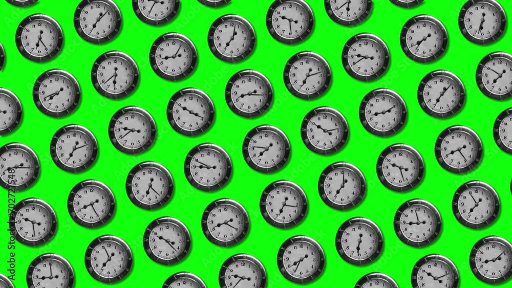 3d Clock Animation On Green Screen Wall Time Travel Concept Clock Animation Pattern On Green
