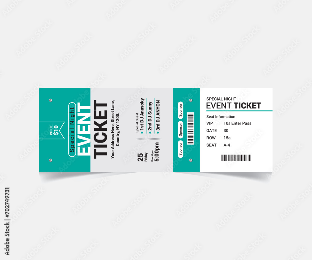 Event Ticket Template Vector File Fully customization Stock Vector ...