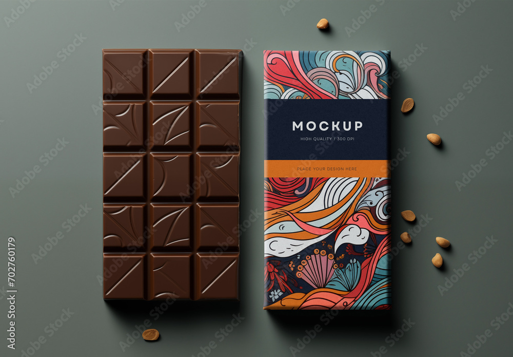 Chocolate Bar Packaging Mockup Generated with AI Stock Template | Adobe ...