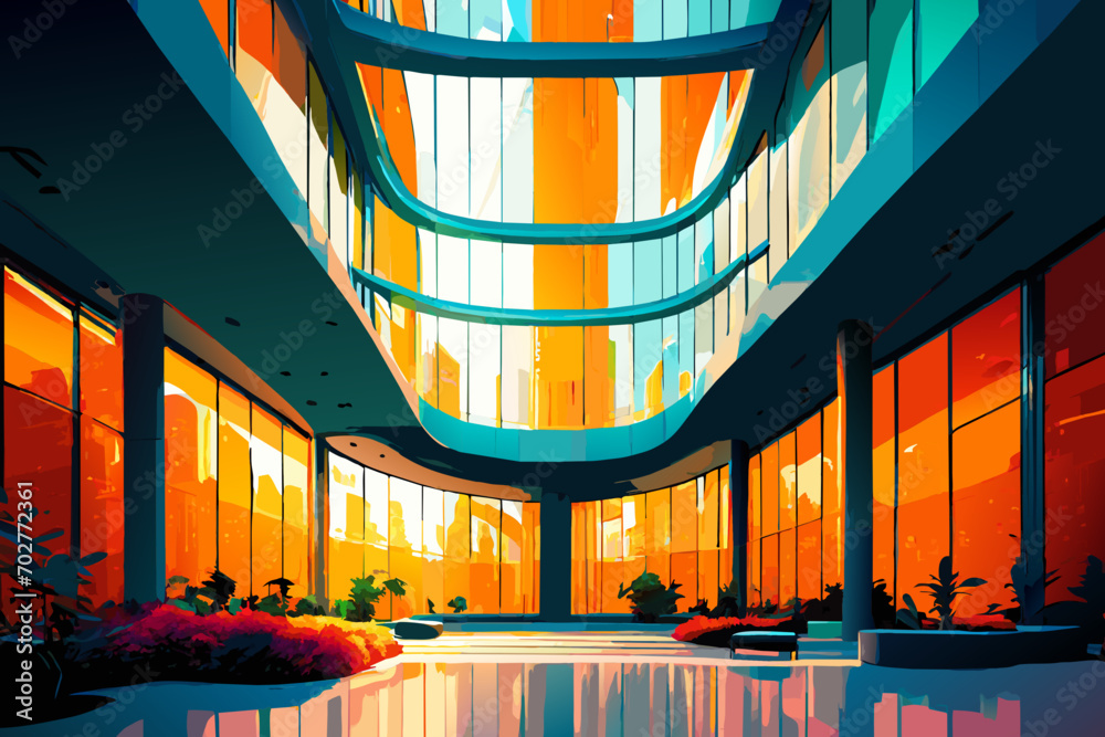 Atrium in a corporate lobby. vektor icon illustation Stock Vector ...