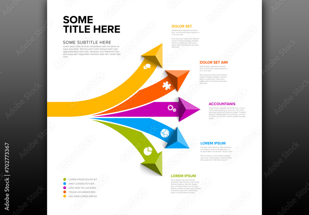 Horizontal Infographics template with various diversity options and big ...
