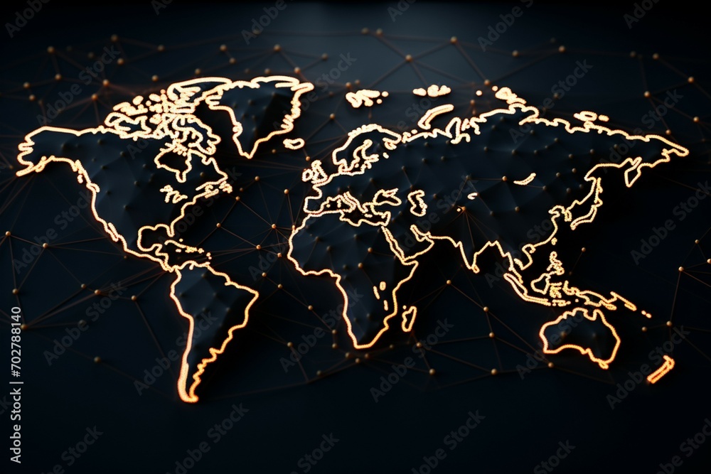 Black background with a stylized world map using abstract scales Stock ...