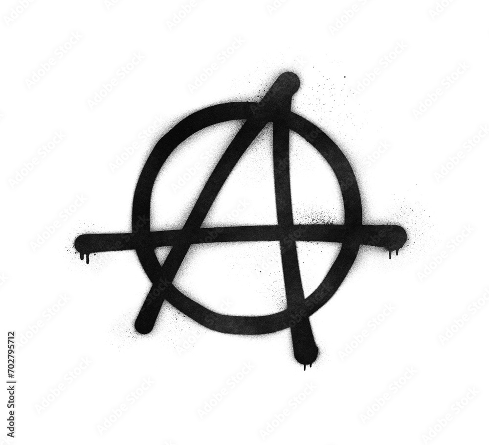 Graffiti-style anarchy symbol with spray paint effect isolated on ...