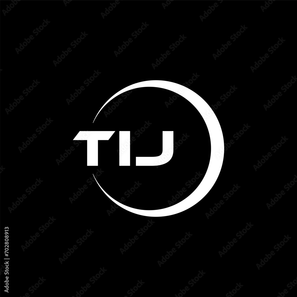 TIJ letter logo design with black background in illustrator, cube logo ...