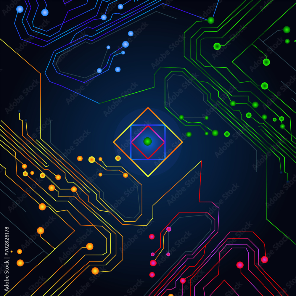 Modern technology circuit board texture background design. Neurons and ...