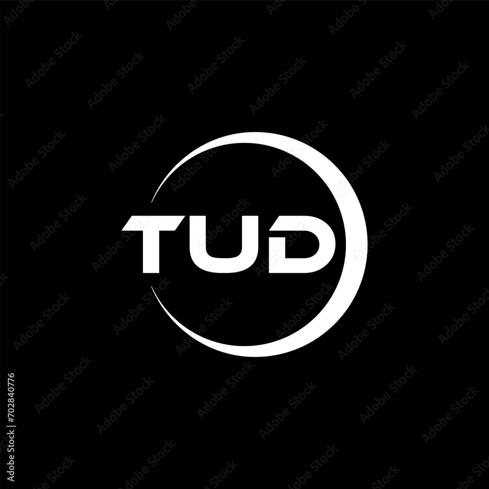 TUD letter logo design with black background in illustrator, cube logo ...