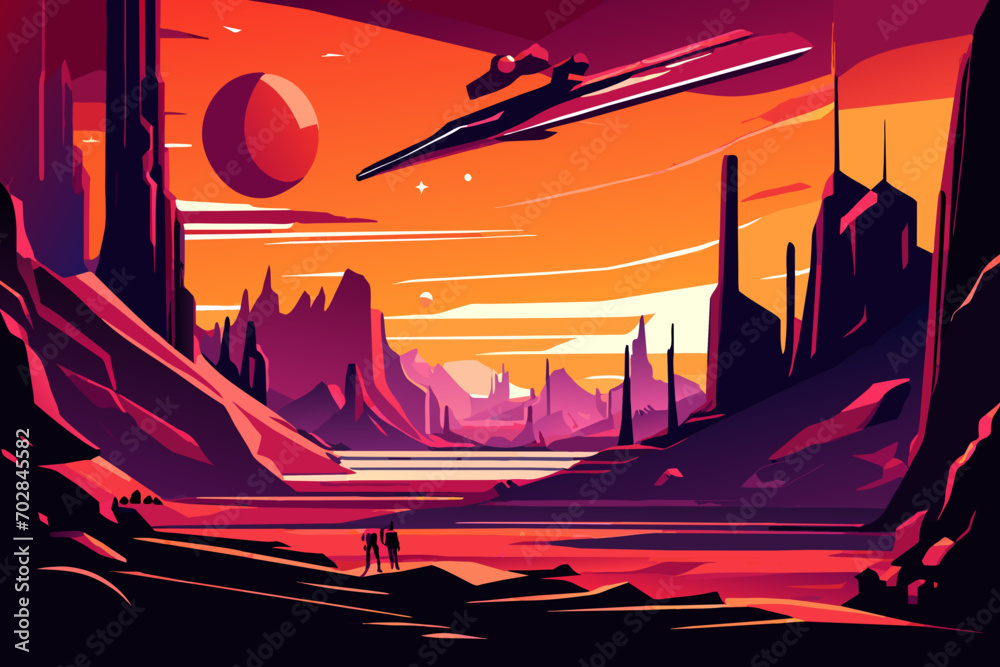 An alien landscape on a distant world. vektor icon illustation Stock ...