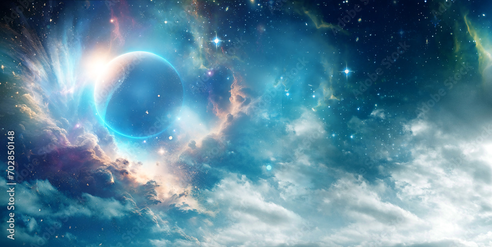 mystical spiritual fantasy and religious background with universe ...