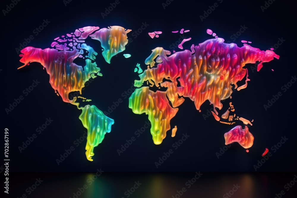 Glowing map of the world in a glass sphere. Vector illustration ...