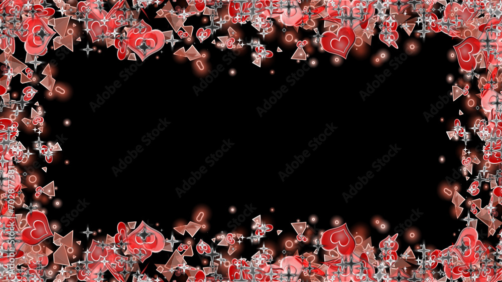 Lover display frame with red hearts and particle lights for invitation ...