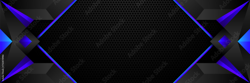 Futuristic Black and Blue Border Metal Mesh Backdrop Game Banner GUI ...
