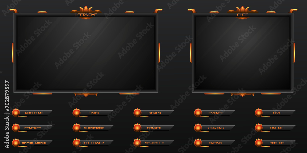 Futuristic Stream Overlay Black and Golden Border Webcam Frame and ...