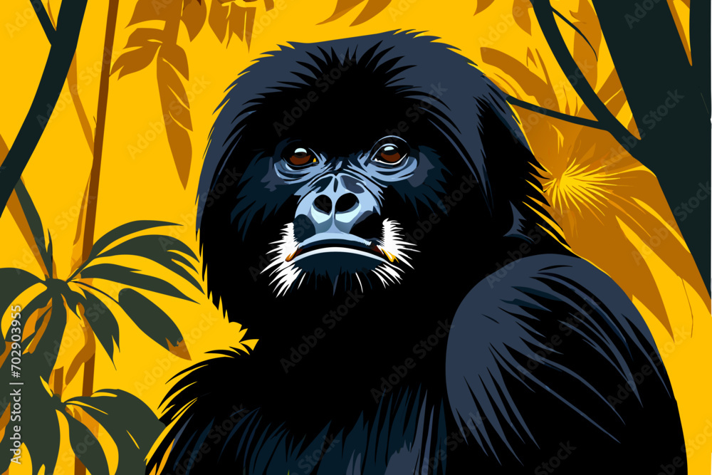 Siamang gibbons with loud calls. vektor icon illustation Stock Vector ...