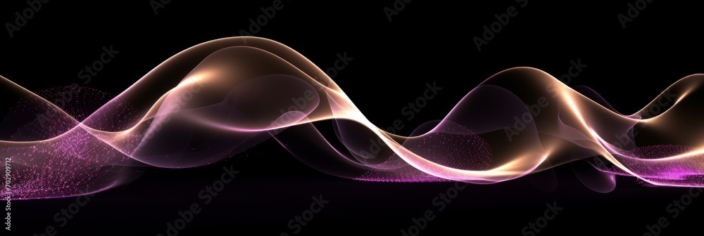 Wave sound pattern on black background, with magenta radio waves. Music ...