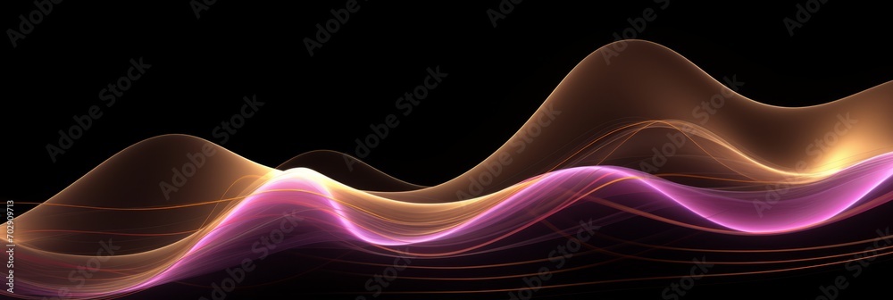 Wave sound pattern on black background, with magenta radio waves. Music ...