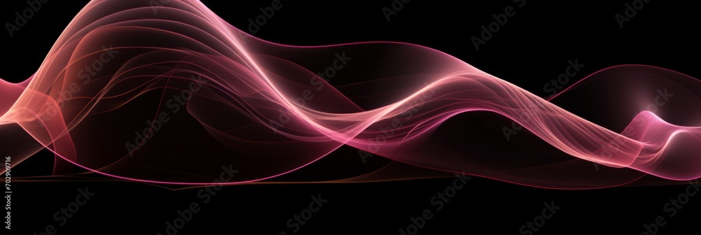 Wave sound pattern on black background, with magenta radio waves. Music ...