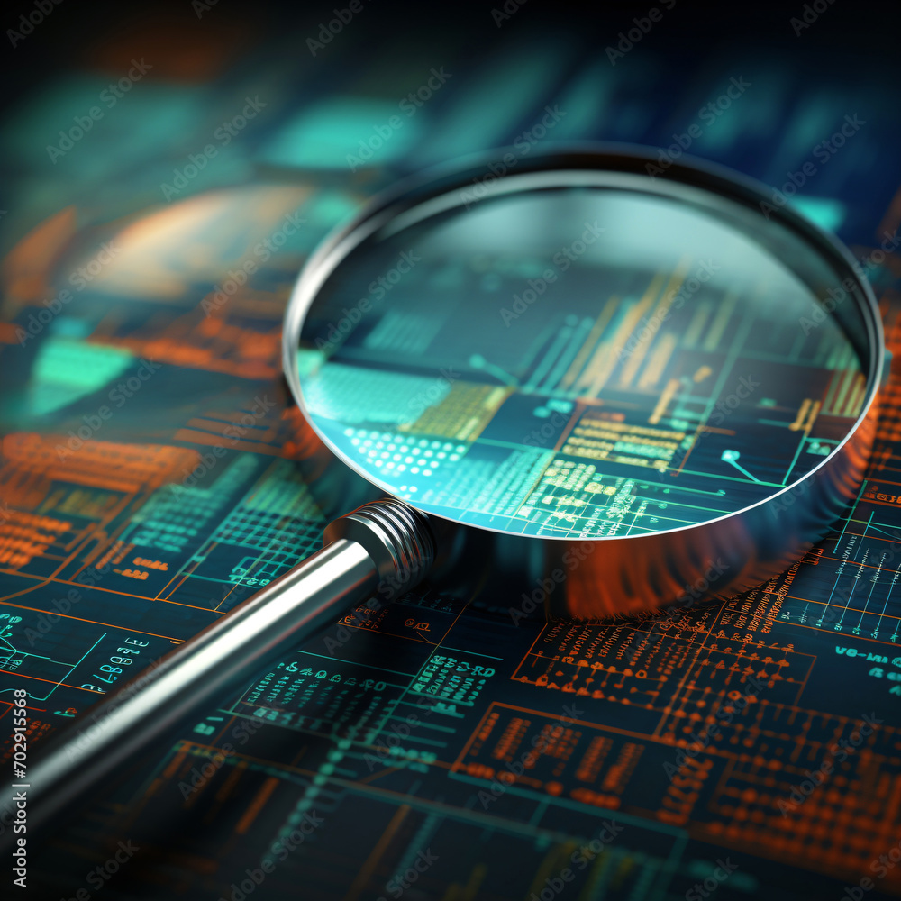 data analytics and market research under a magnifying glass Stock Photo ...