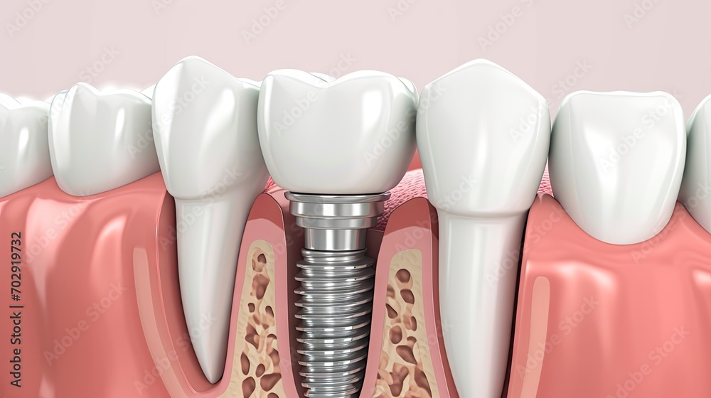 Advanced Dental Implant Procedure: A Detailed Illustration of a Tooth ...