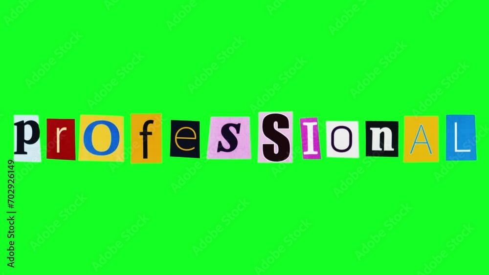 Professional text consisting of cartoon collage of animated letters on ...