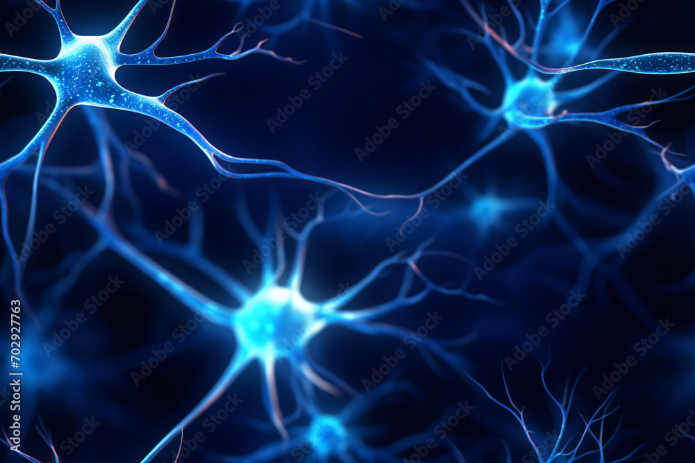 Seamless pattern of active neural brain cells, neurons. Scientific ...