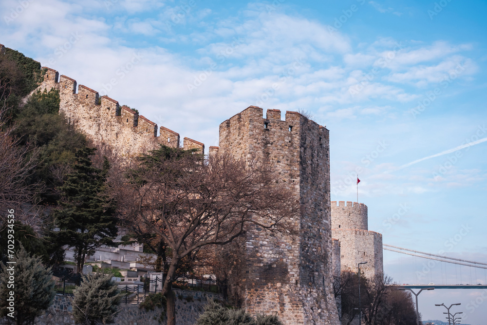 View of Rumeli Fortress. Side view of the 15th century Ottoman Empire ...
