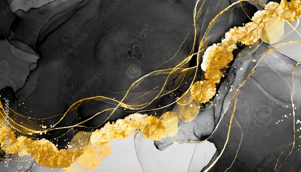 alcohol ink background with golden path design elements deep dark ...