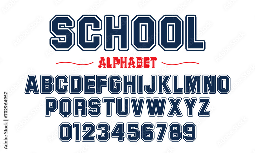 Editable typeface vector. School sport font in american style for ...