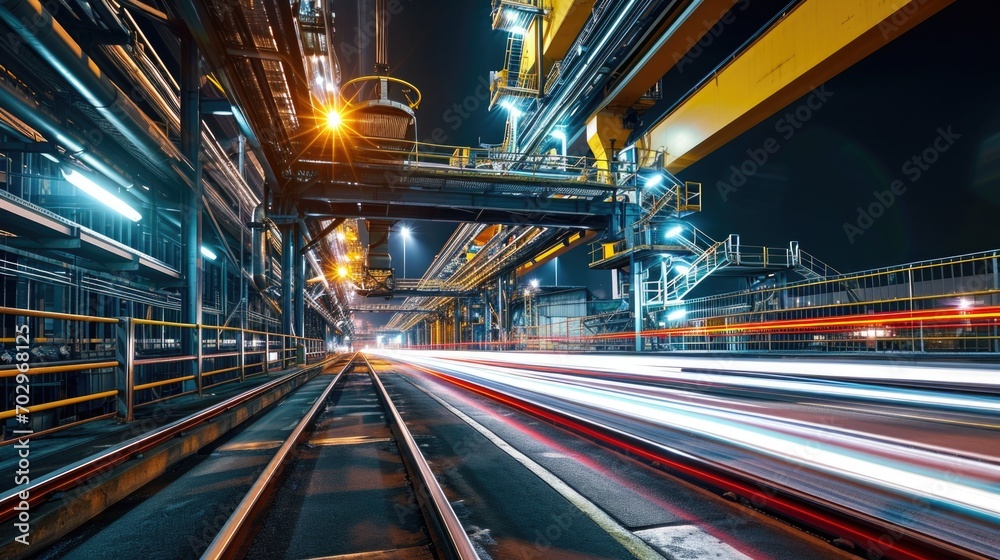 Night View of the Rail, Night lines, Bokeh Bridge, traffic light trails ...