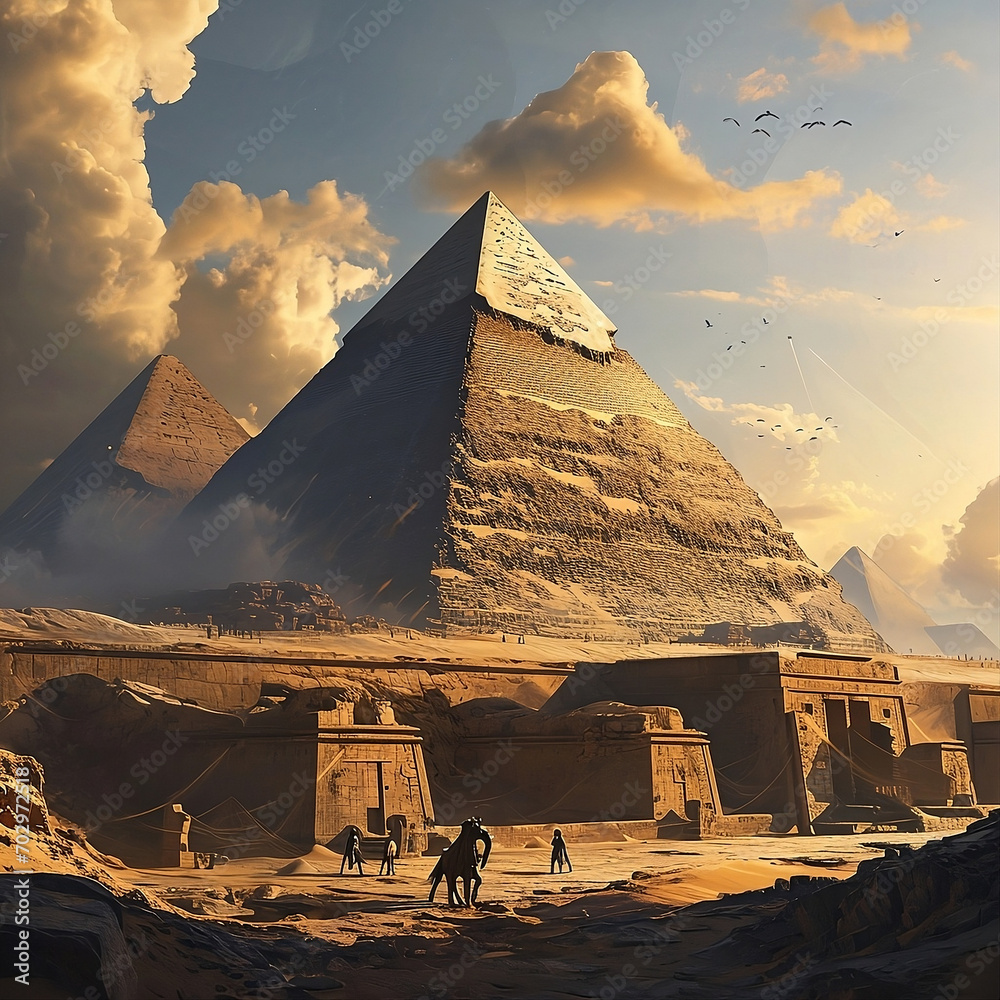 pyramide, gizeh, kairo, wüste, egypt, pharao, architektur, himmel, sand ...