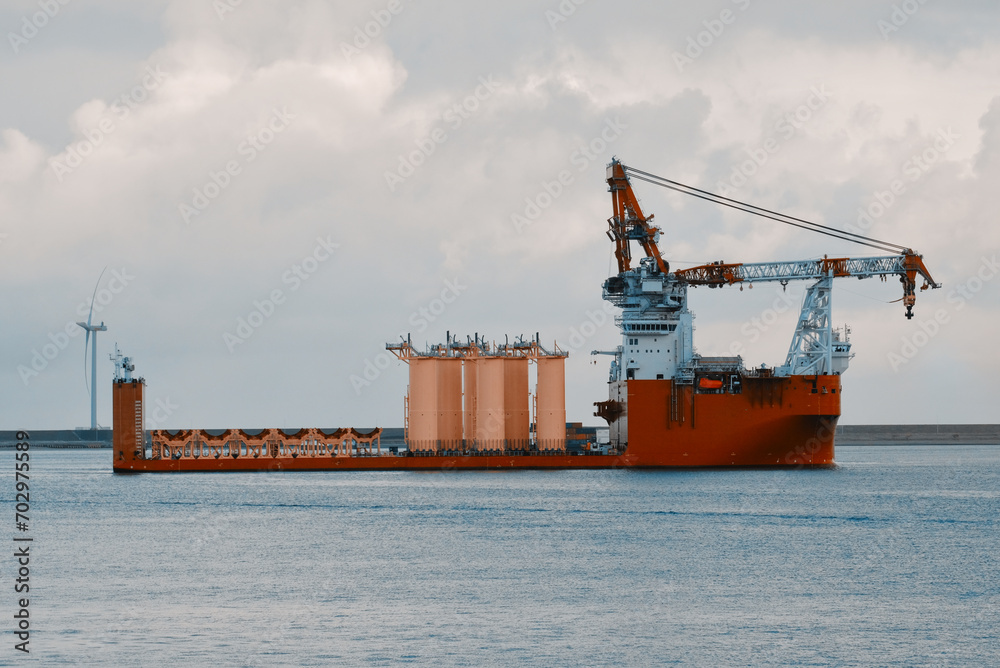 A Side View Of The Semi-Submersible Installation Heavy Lift Vessel For ...