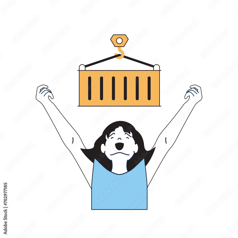 Delivery concept with cartoon people in flat design for web. Woman ...