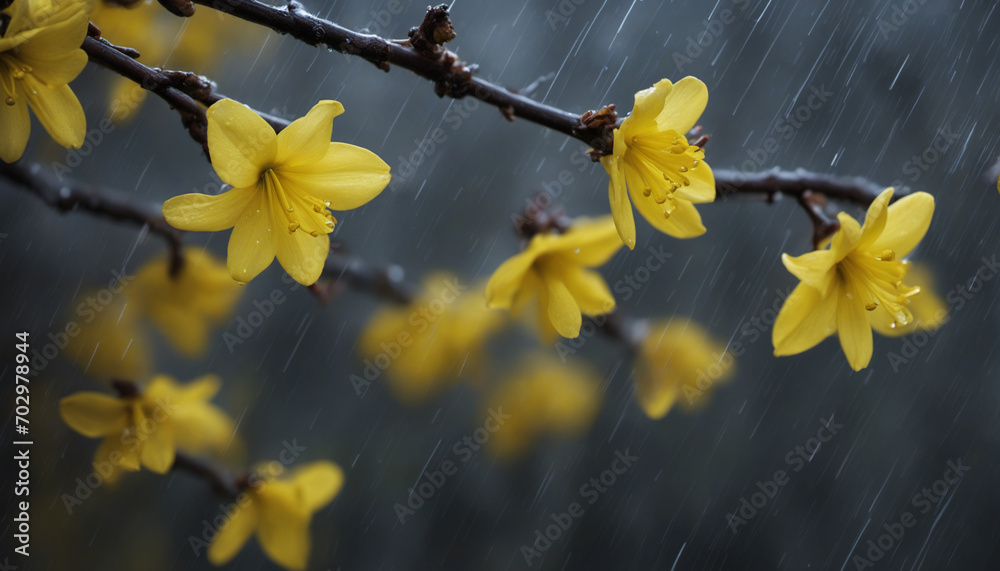 In the dark night, the twinkling lights and the fresh spring rain and ...