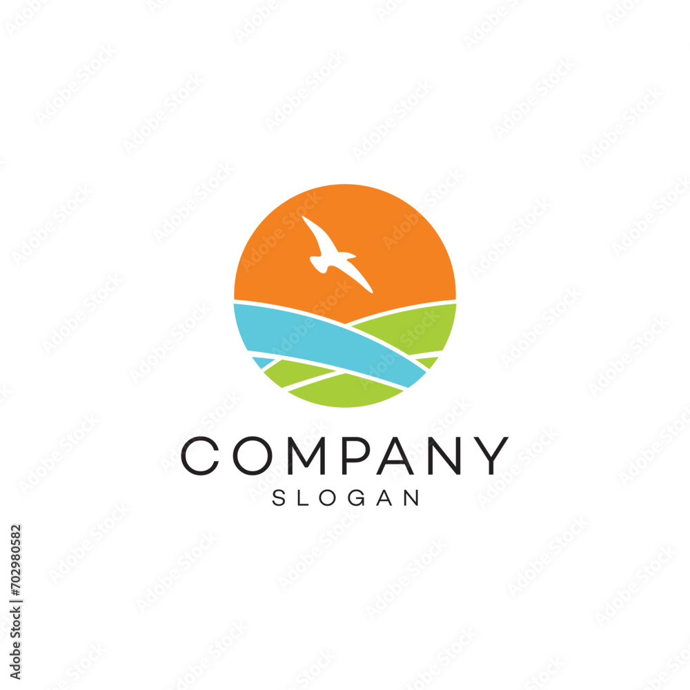 Eco World earth landscaping harvesting village bird green sun fields ...