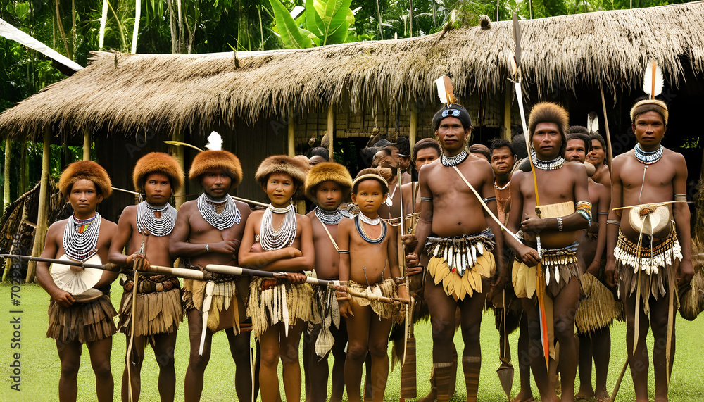 Foto de Ancient tribes in Indonesia Youw village, Atsy district, Asmat ...