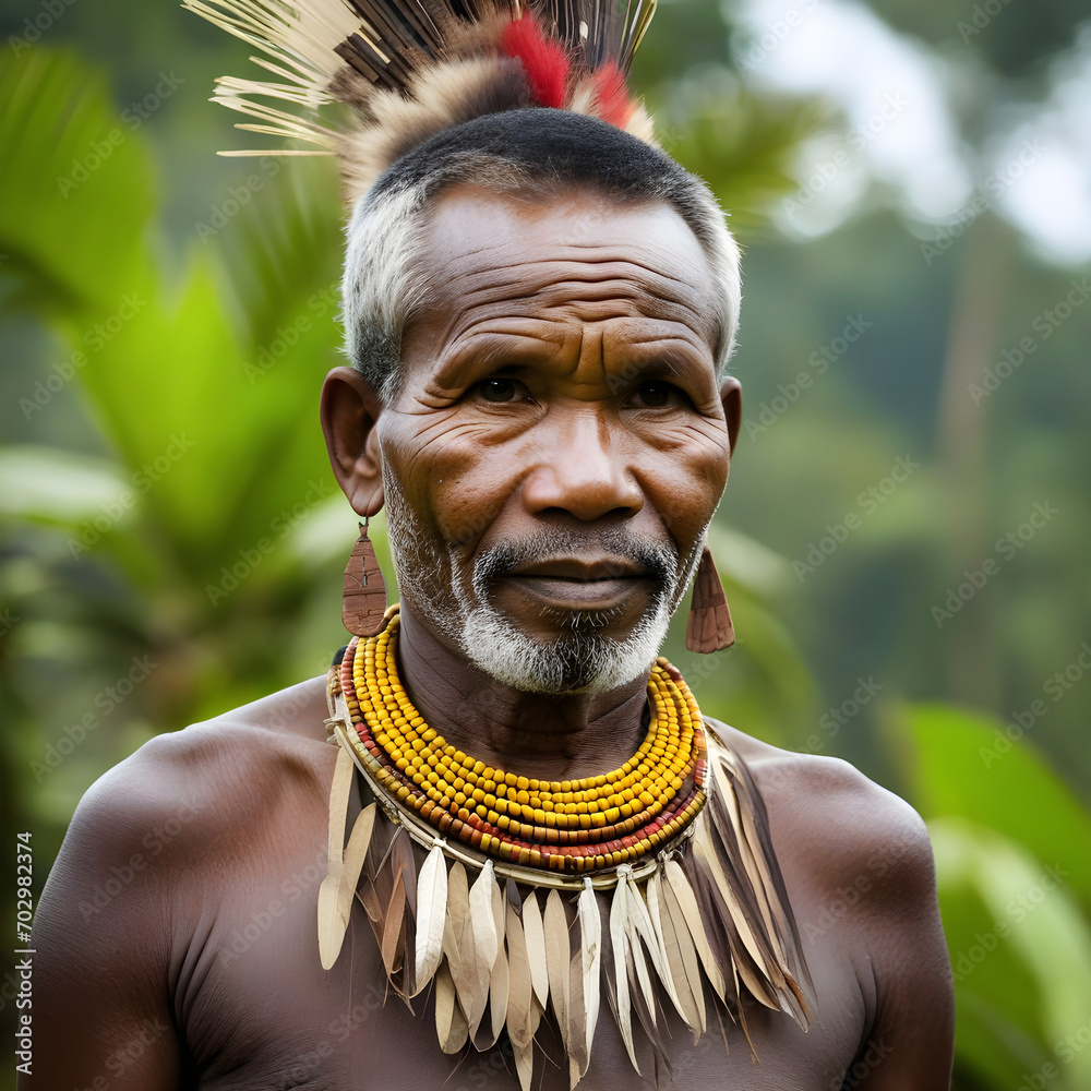 Ancient tribes in Indonesia Youw village, Atsy district, Asmat region ...