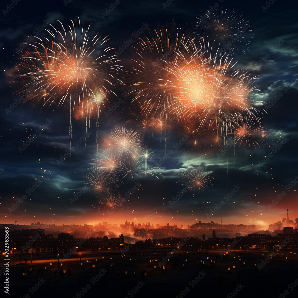 feuerwerk, nacht, feier, feuer, himmel, licht, party, explosion ...