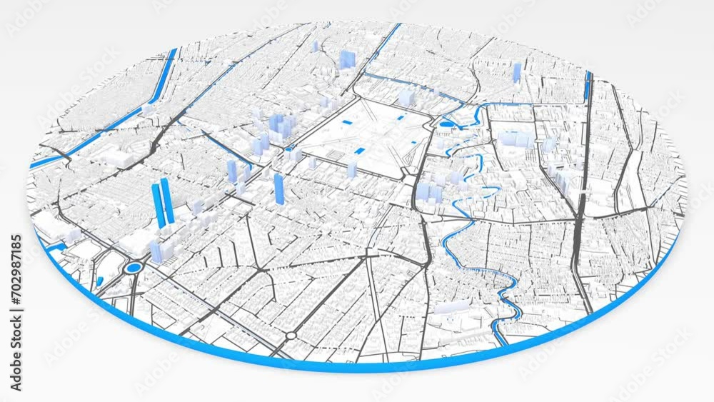 Jakarta 3D model map background loop. Spinning around Indonesia city ...