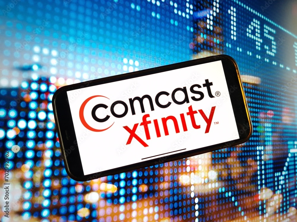 Konskie, Poland - January 04, 2024: Comcast Xfinity company logo ...