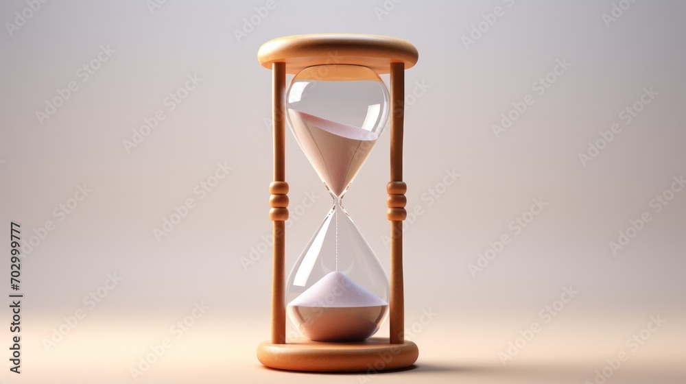 an hourglass with a white sand running through the bottom of the hour ...