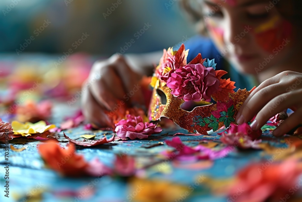 This picture beautifully captures the art of Purim mask-making, with ...