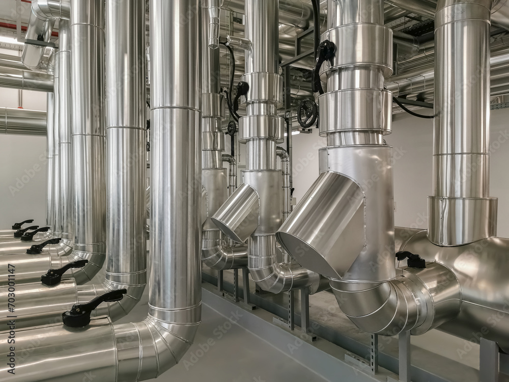 Industrial system with stainless steel ducts, forced ventilation of ...