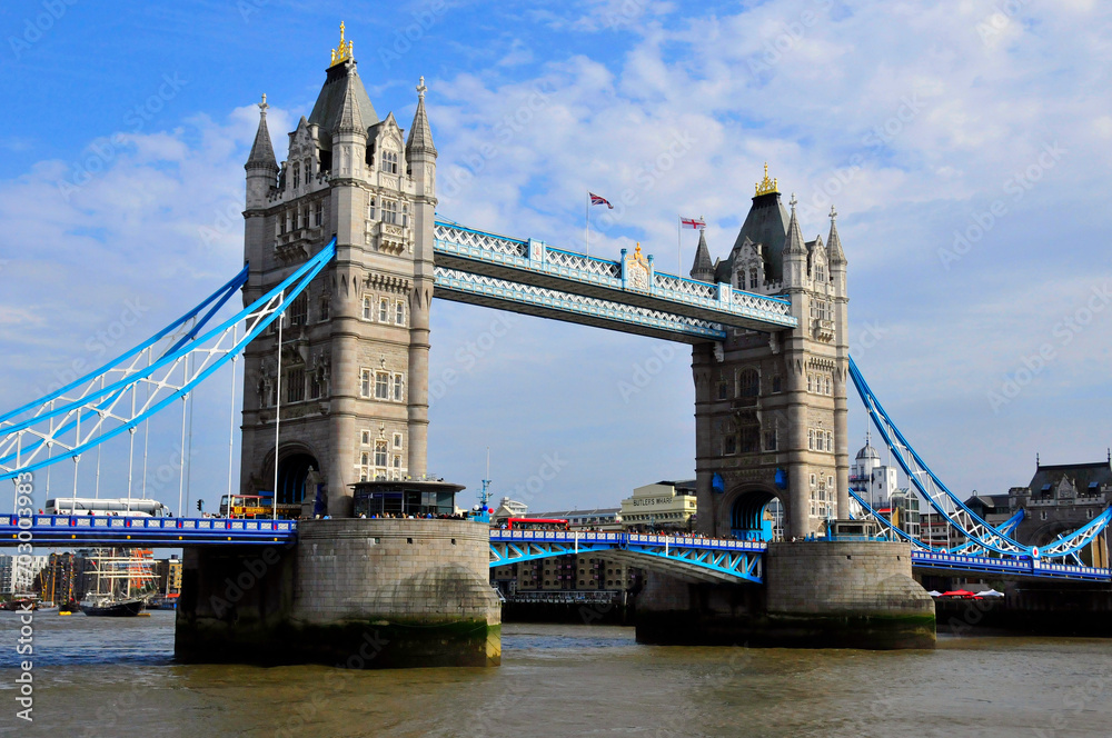 Tower Bridge is a Grade I listed combined bascule and suspension bridge ...